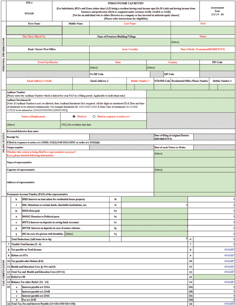 ITR-4 Form (Sugam) Filing Online in Chennai - Chennai Filings